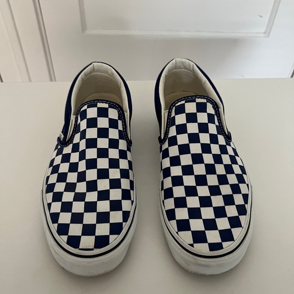 Vans | Shoes | Vans Classic Slipon Checkerboard Navy White Size | Poshmark